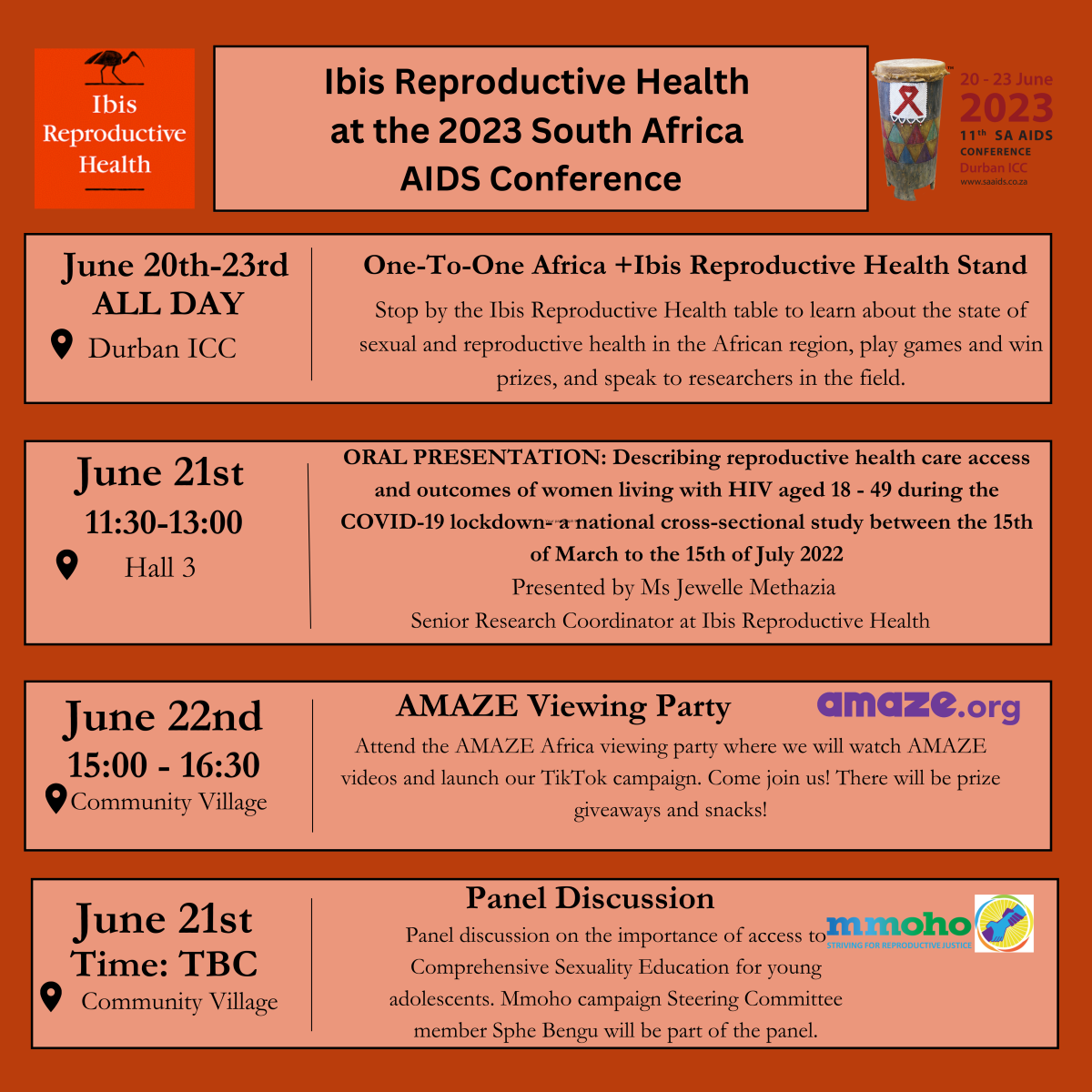 Ibis attends the 2023 South Africa AIDS Conference | Ibis Reproductive ...
